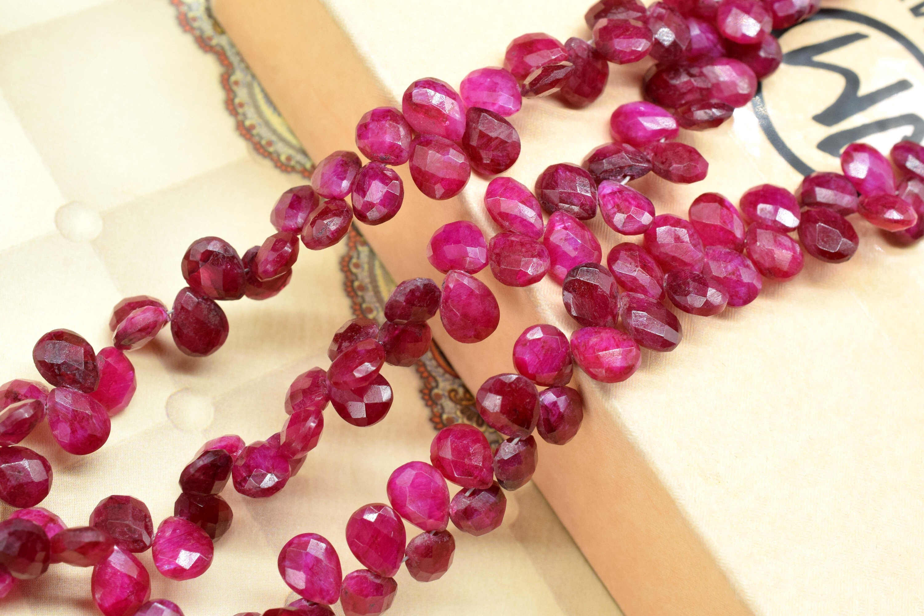 Ruby Faceted Pear Shape Briolettes Strand 6x8mm Teardrop Ruby - Etsy