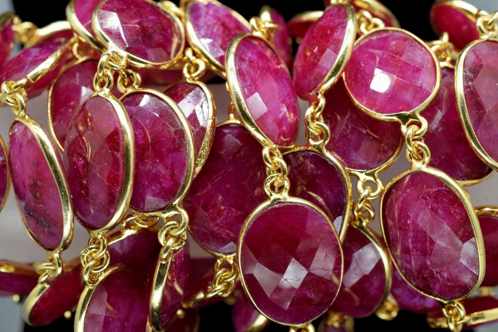 Ruby Connector Link Chain-ruby Bezel Chain Ruby Free Shape - Etsy