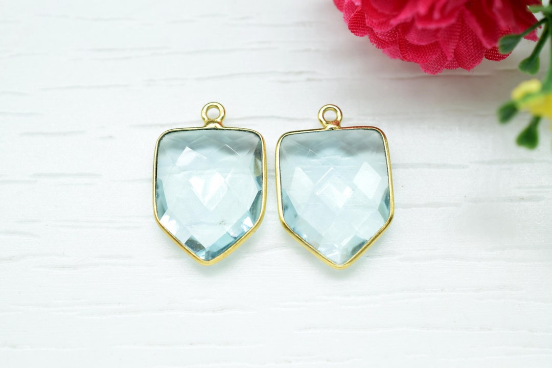 Aquamarine Fancy Pendant,gemstone Pentagon Bezel Connectors,single Bail ...