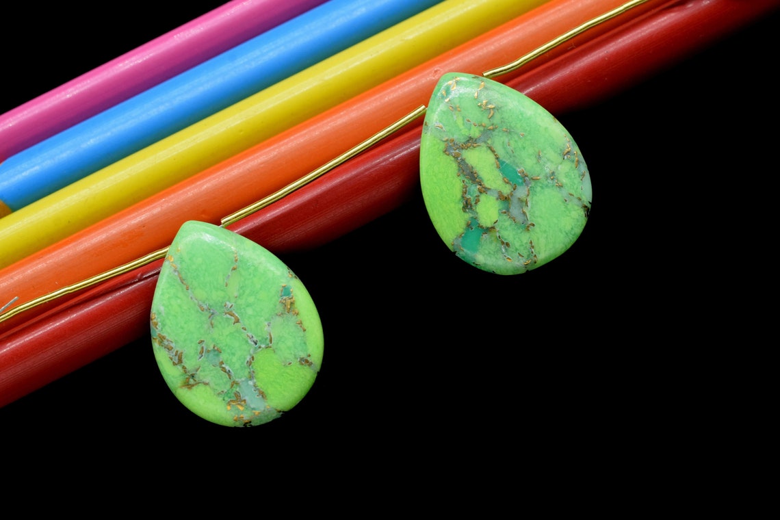 Green Copper Turquoise Pear Shape 18x23mm Briolette Gemstone - Etsy