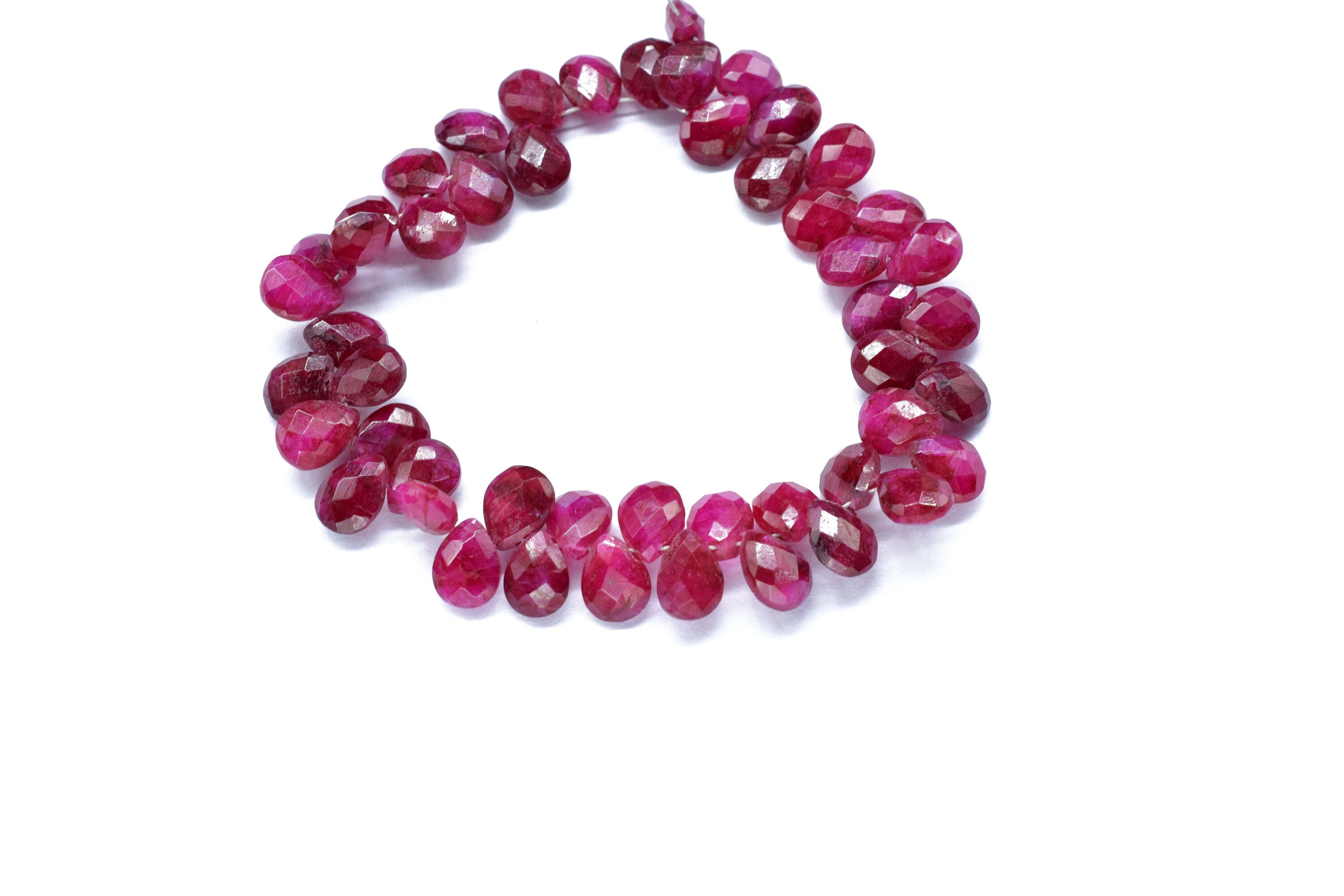 Ruby Faceted Pear Shape Briolettes Strand 6x8mm Teardrop Ruby - Etsy