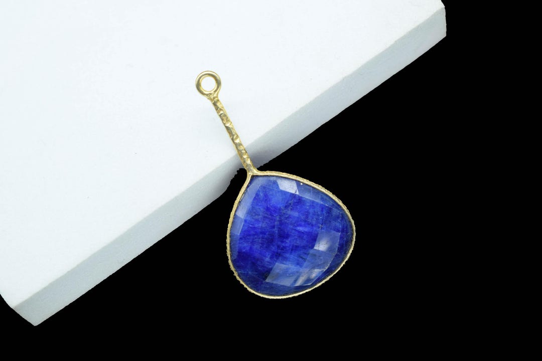 Sapphire Charms/heart Shape Pendant/single Bail/jewellery Making Charms ...