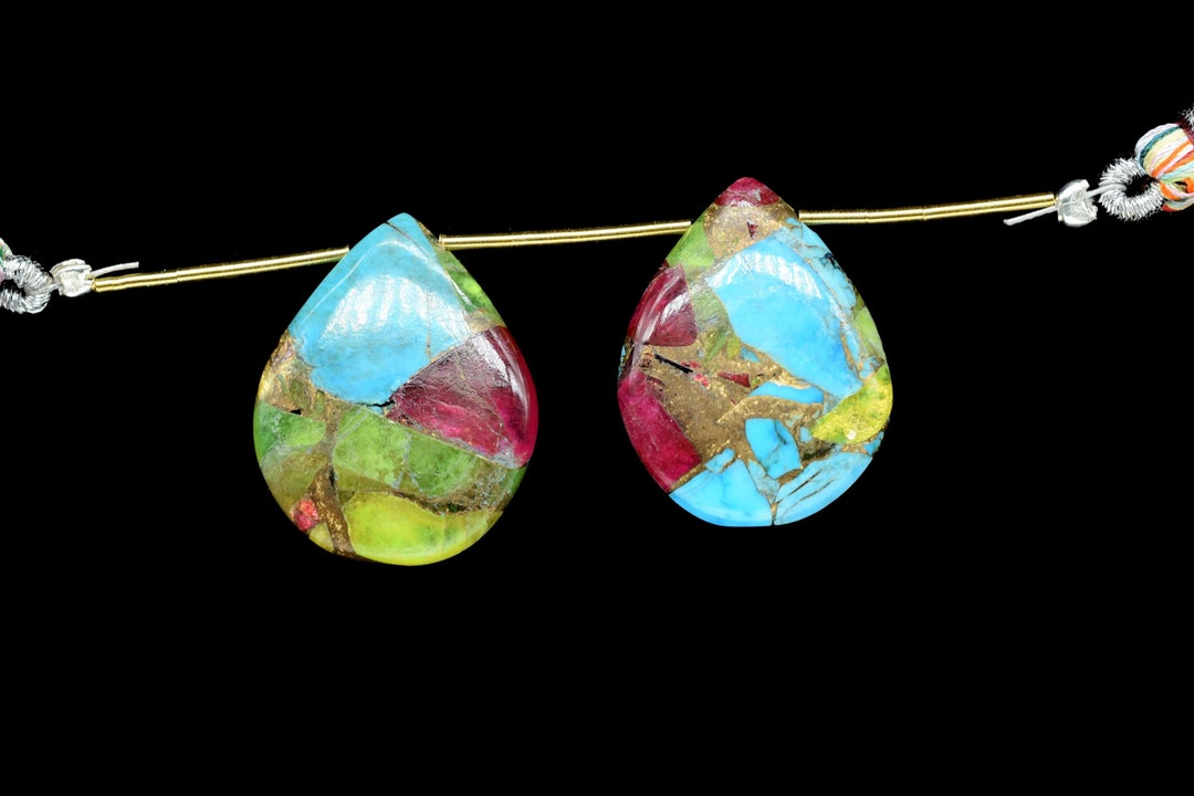 Natural Green Pink Copper Turquoise Smooth Teardrop Shape Briolettes ...