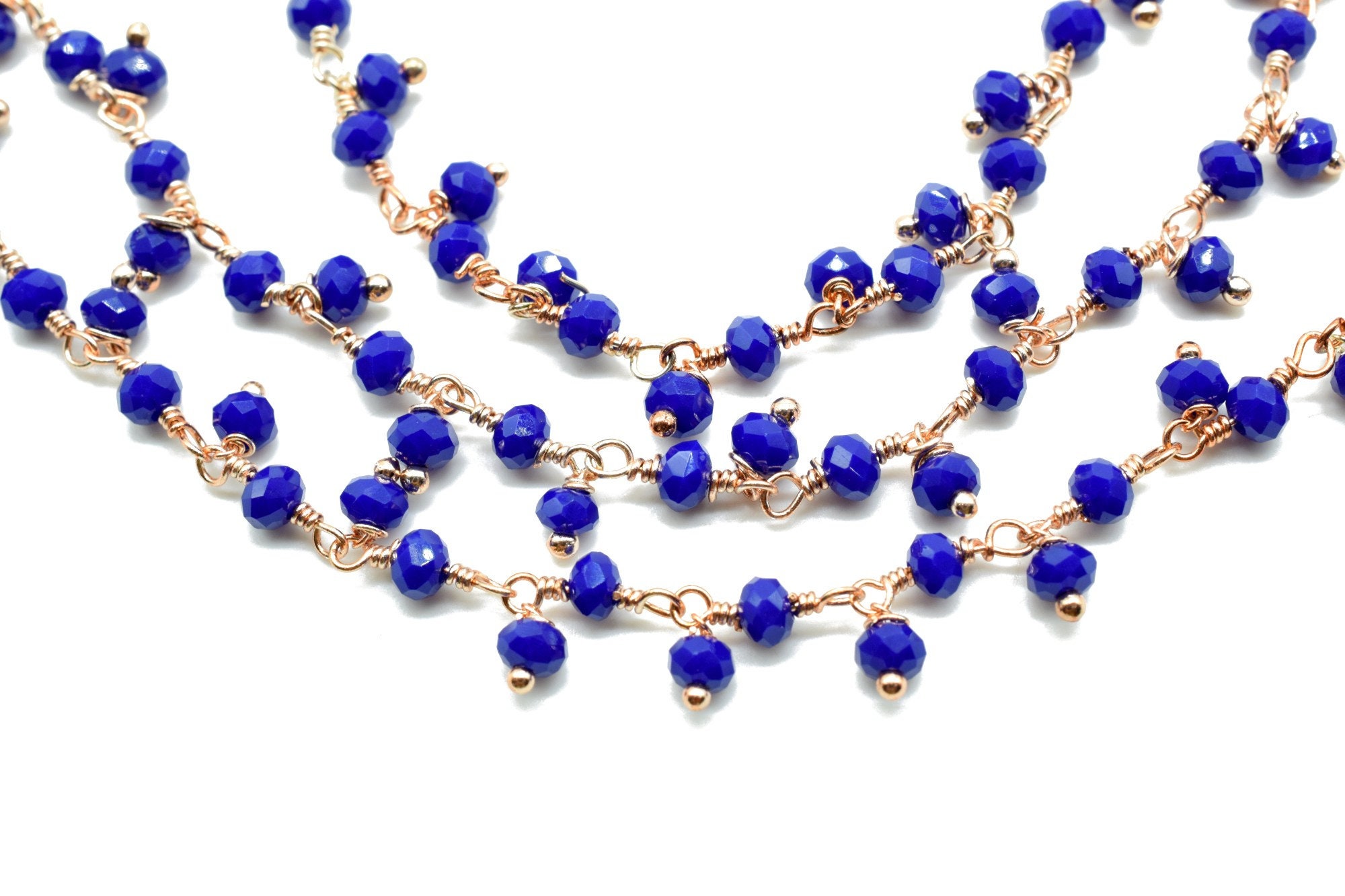 Lapis Lazuli Cluster Rosary Chain,dangling Chain,thick Chain, Gold Wire ...