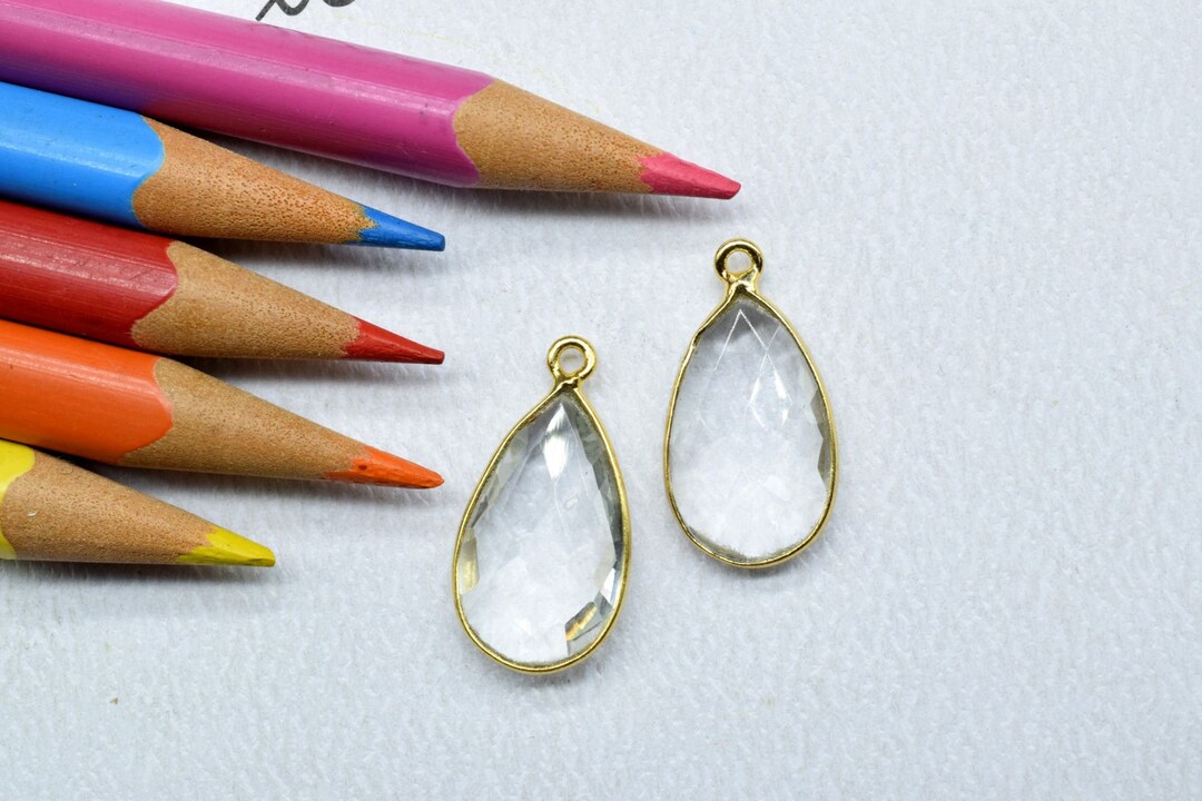 Crystal 10x18mm Pear Shape Charm,crystal Pear Pendant,crystal Gold ...