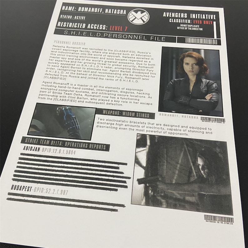 Black Widowhawkeye Captain America S.H.I.E.L.D. Secret File | Etsy