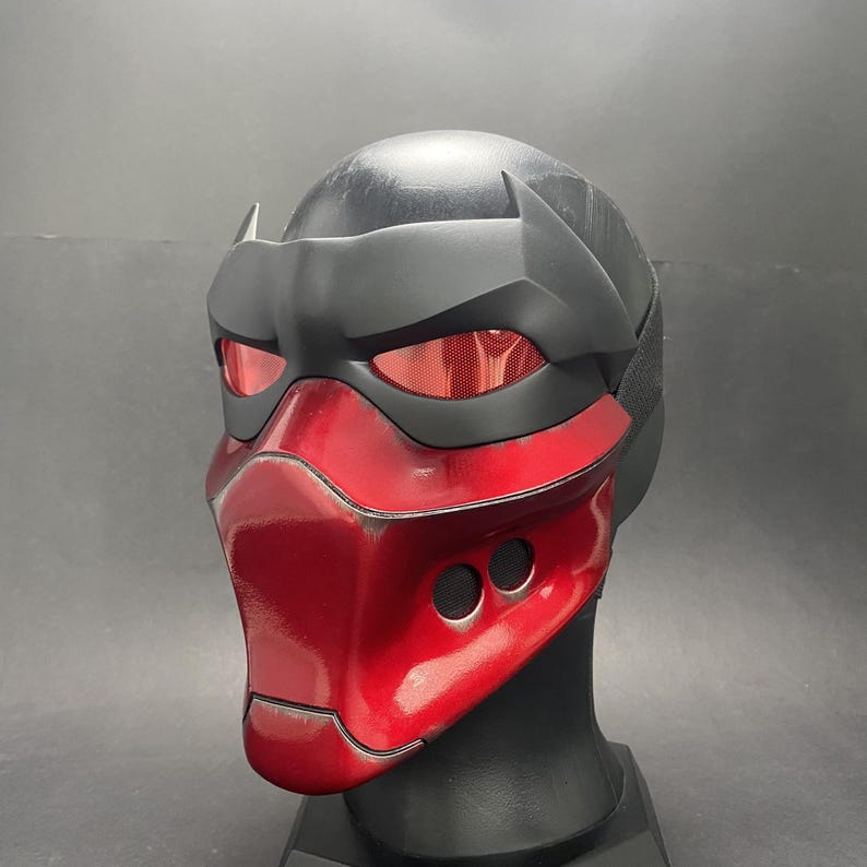 Custom Mask Red Hood Cosplay Mask Jason Todd Half Face Mask Red Hood ...