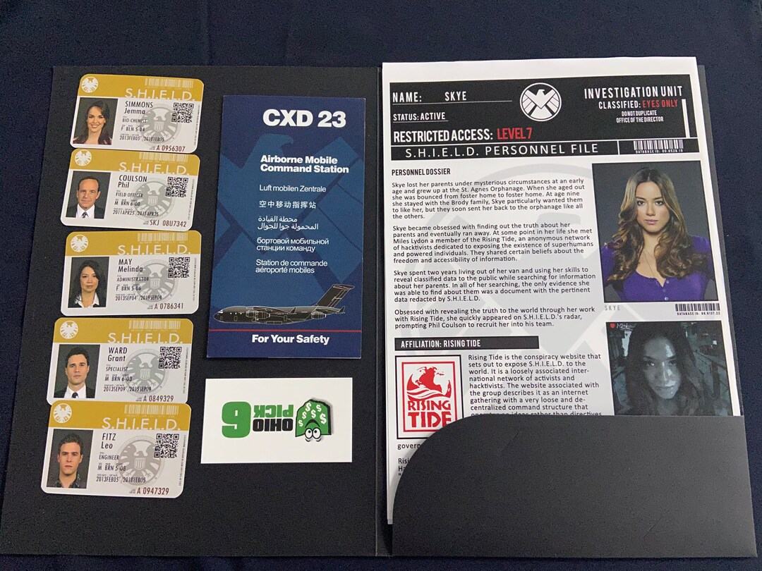 Agents S.H.I.E.L.D. Secret File With ID Cards Paper Props Movie Props ...