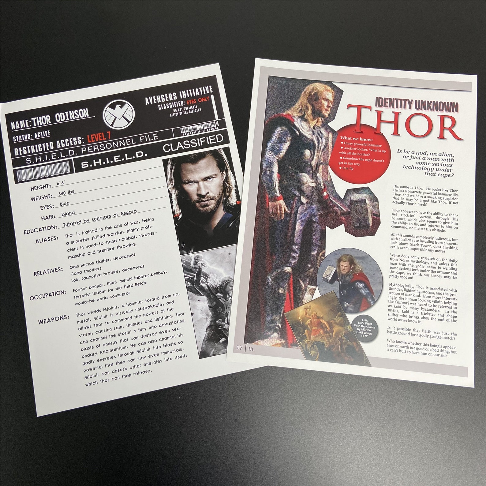 Thor File S.H.I.E.L.D. Top Secret Files Mjolnir Thors | Etsy