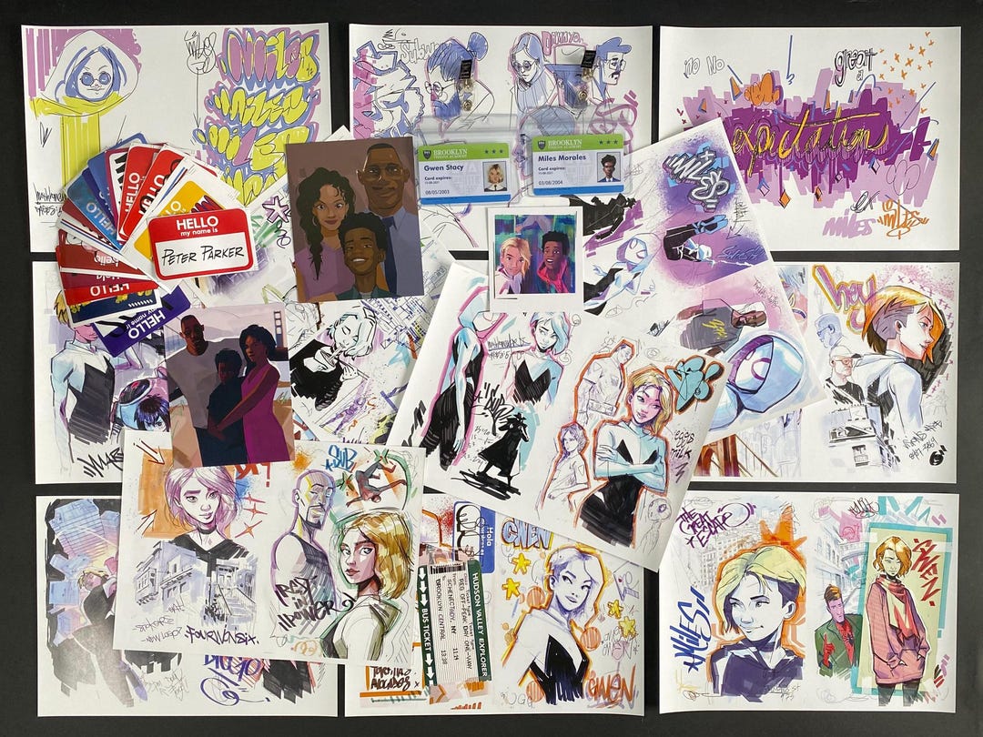 Across the Spiderverse File Spiderman Files Miles Hand Drawing Stickers ...