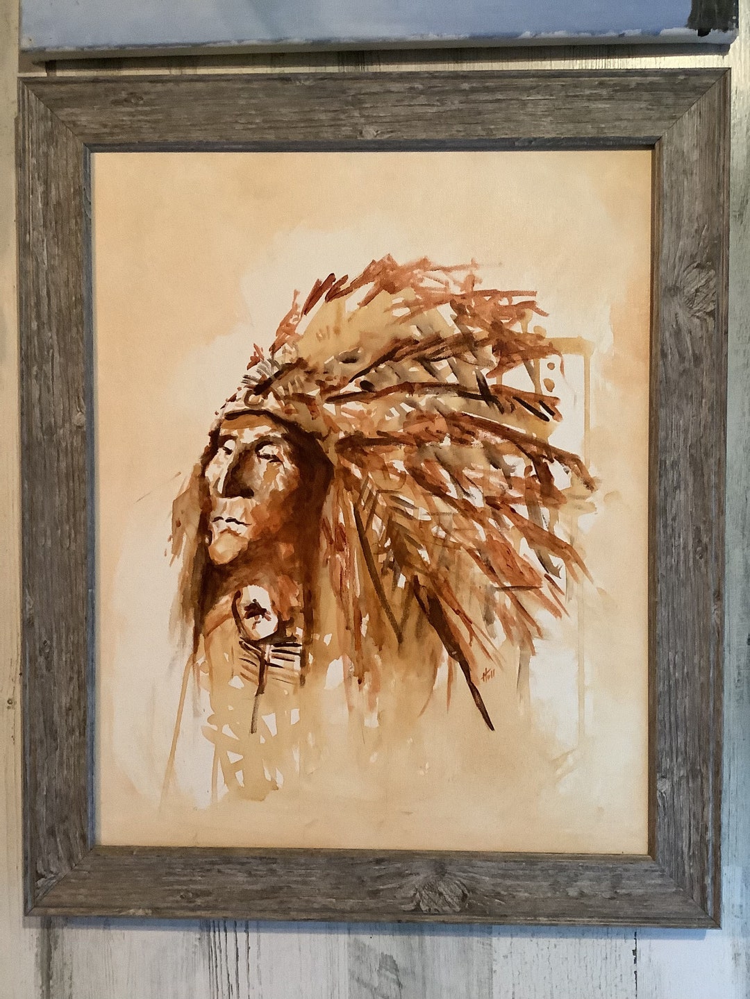 16x20" Native American Painting Chief Mocha. One of a Series Created ...