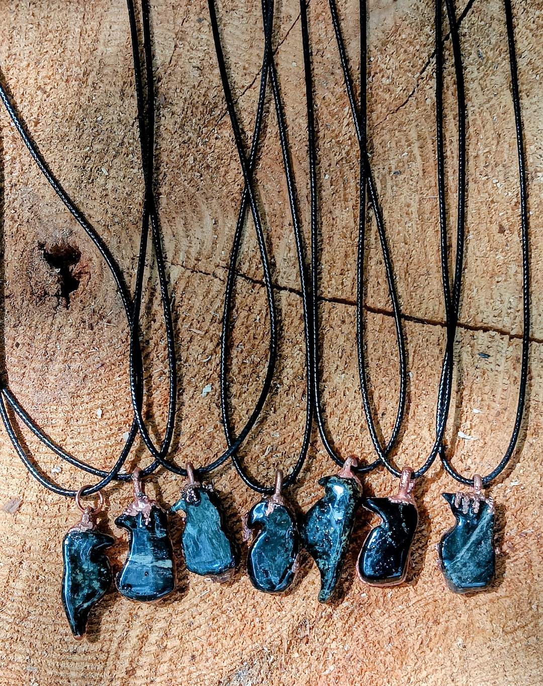 Handcrafted Electroformed Copper Stone Crow Necklace - Etsy