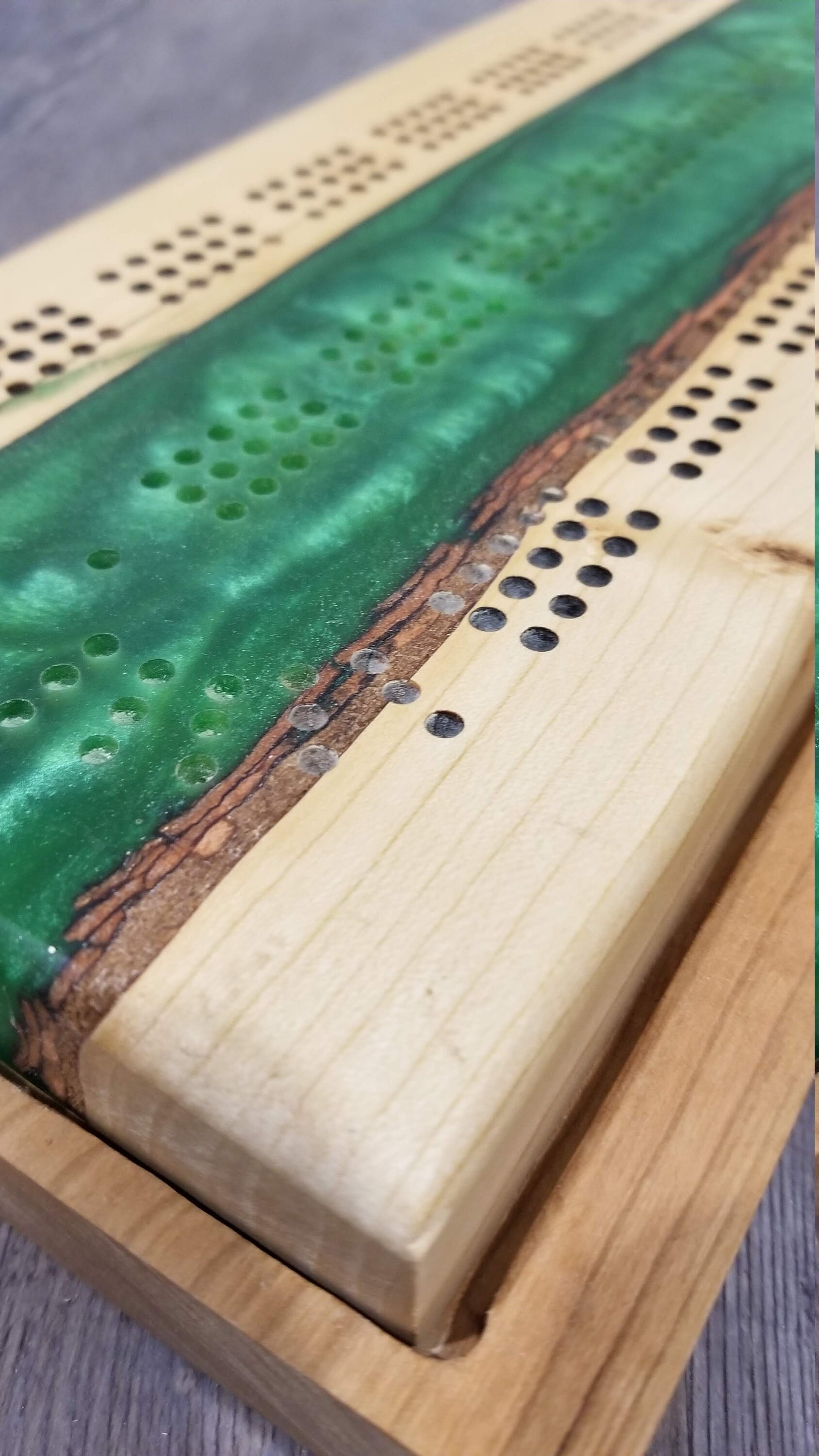 River Cribbage Board (metallic Green) - Etsy