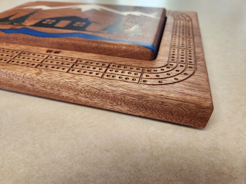 Cribbage Board - Mountains & Cabin - Etsy