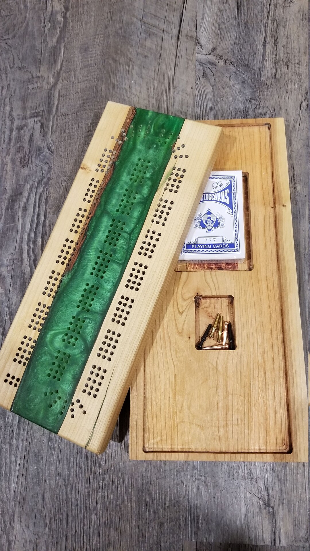 River Cribbage Board (metallic Green) - Etsy