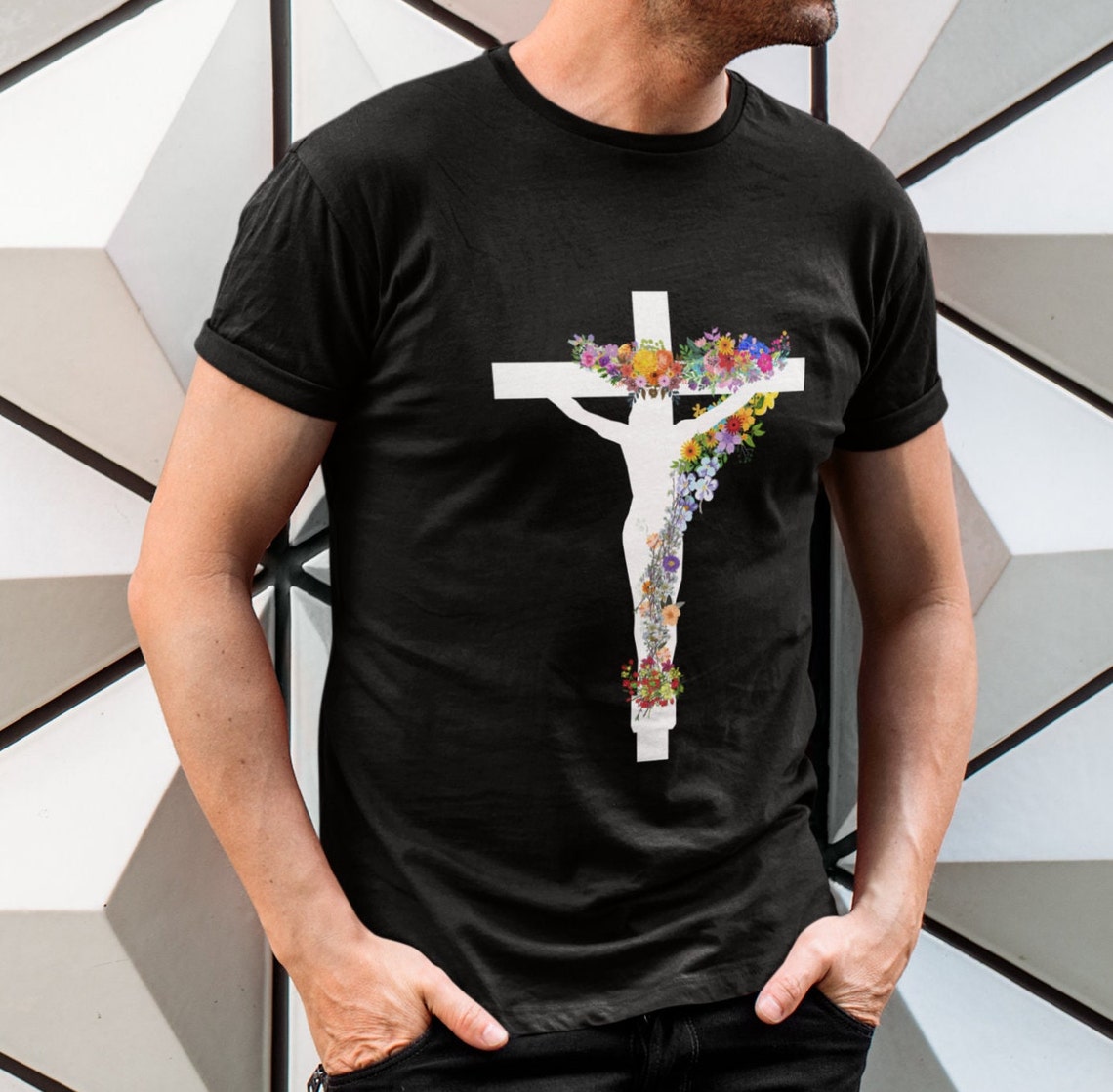 Cross Flower Shirt Christian Cross Shirts Catholic Shirt - Etsy