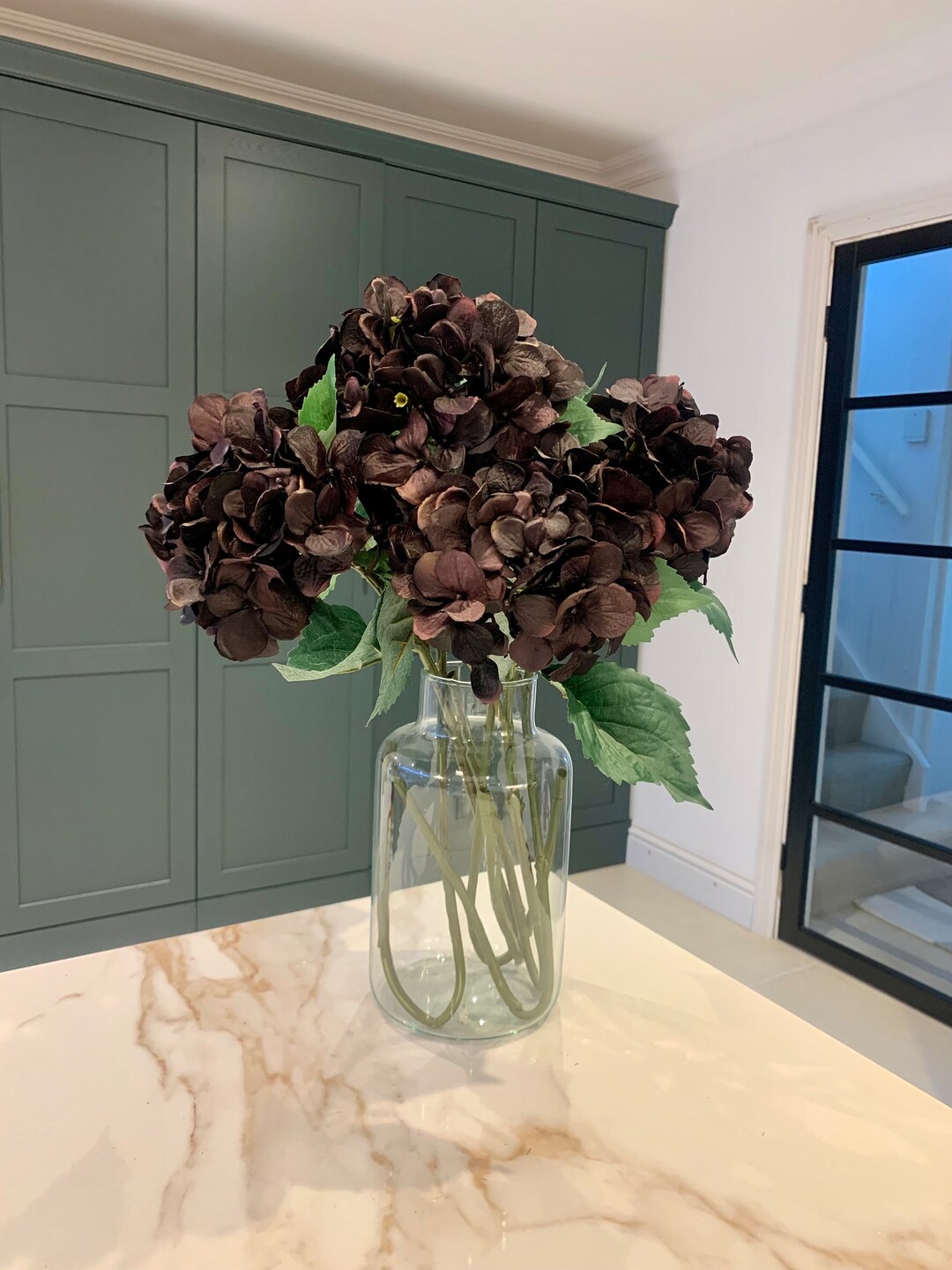75cm Artificial Hydrangea Flower Stemdeep Plum Hydrangeafaux Wedding ...