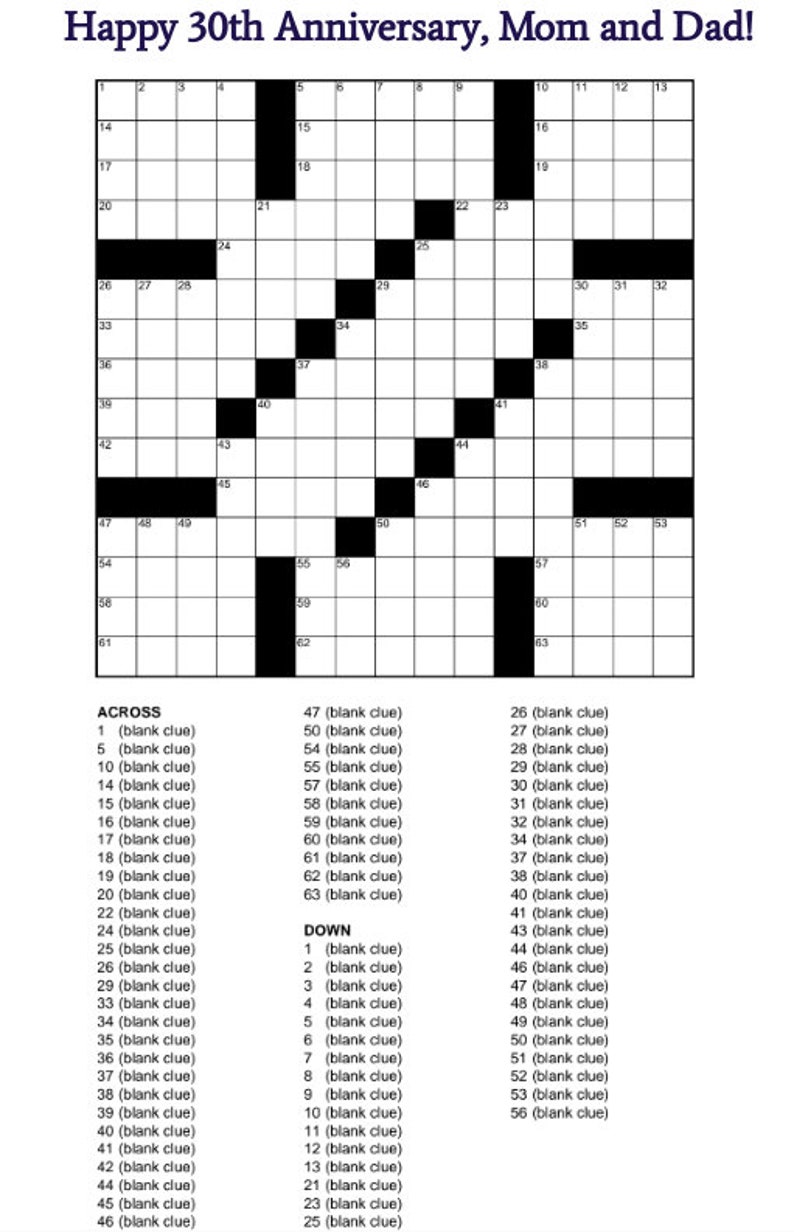 17+ Custom Crossword Puzzles / Birthday Gifts / Anniversary Gifts ...