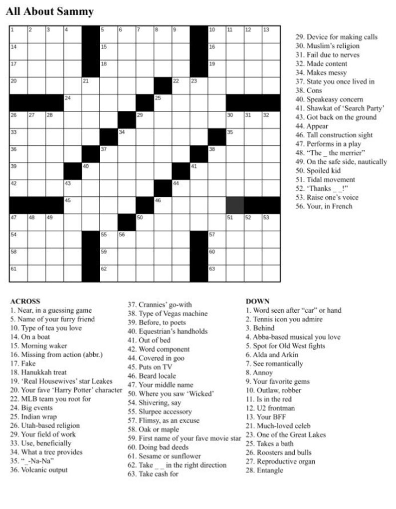 17+ Custom Crossword Puzzles / Birthday Gifts / Anniversary Gifts ...