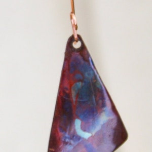 Blue Color Splash Flame Painted Copper Earrings - Etsy