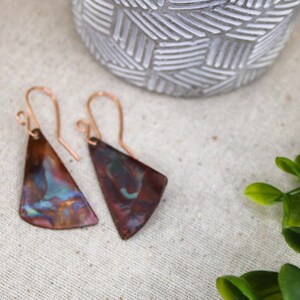 Blue Color Splash Flame Painted Copper Earrings - Etsy