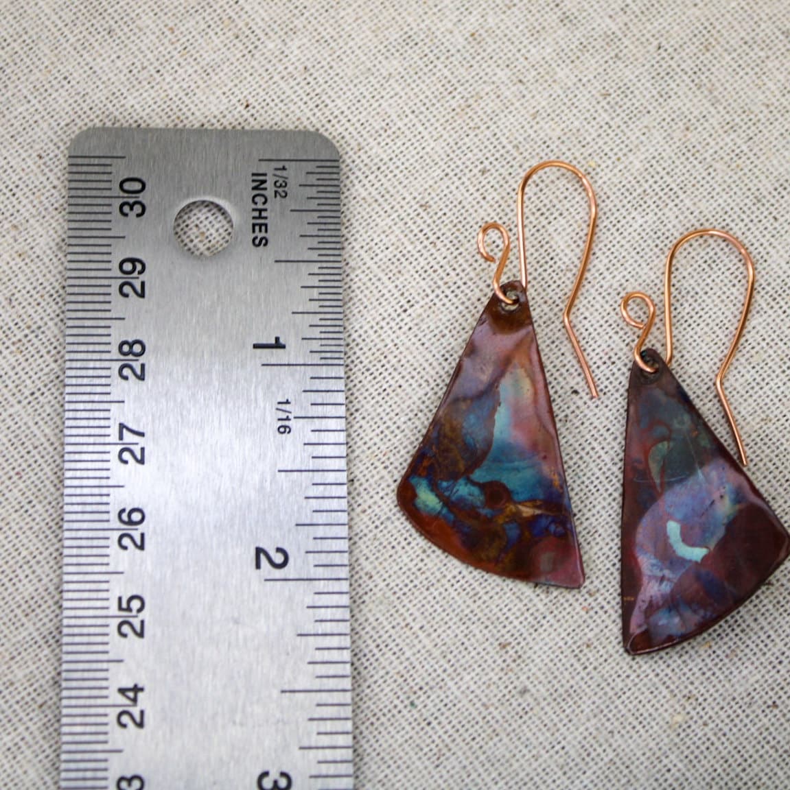 Blue Color Splash Flame Painted Copper Earrings - Etsy
