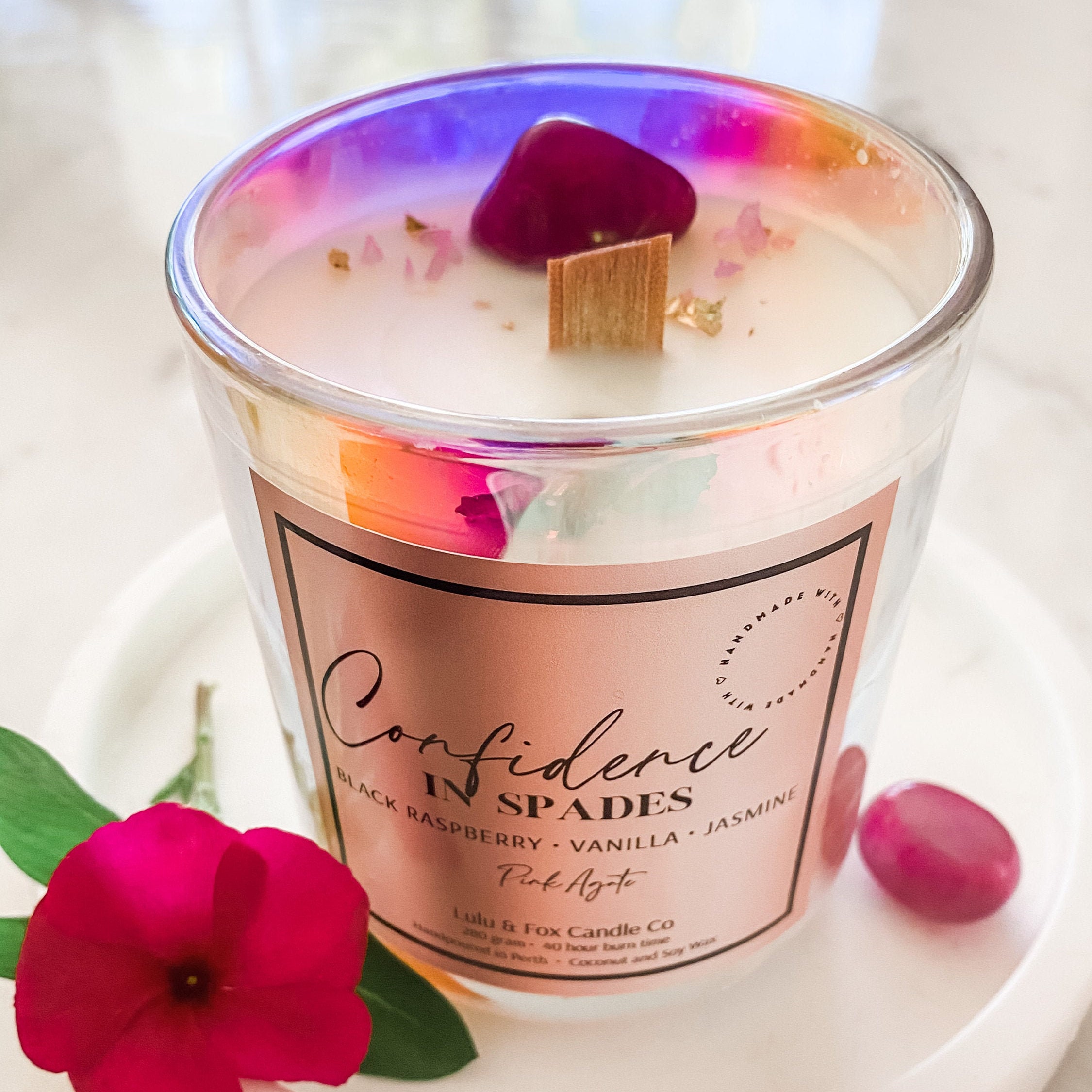 Confidence in Spade Candle Pink Agate - Etsy