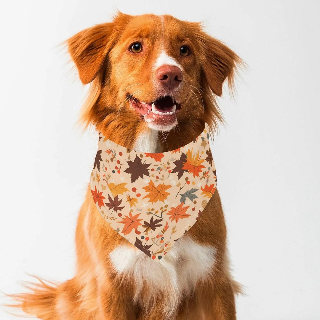 Autumn Leaves Bandana Seasonal Fall Leaf Pattern Adjustable Triangle ...