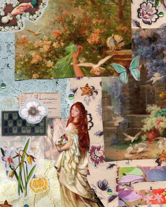 Ethereal Garden Floral Vintage Collage 8x10 Digital Download - Etsy