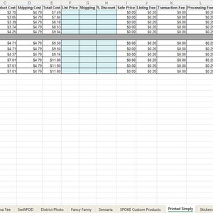 Simple Printify Profit Calculator Spreadsheet Instant Download - Etsy