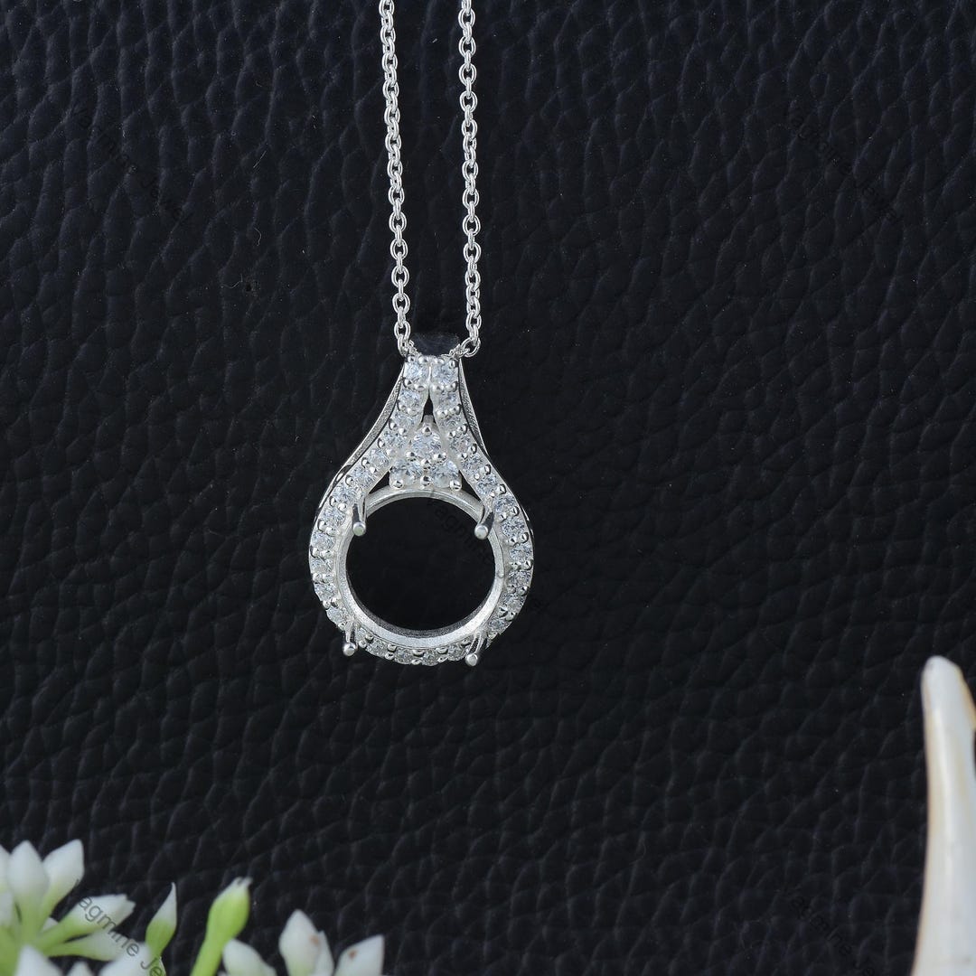 Sterling Silver Pendant Mount: 11mm Round Gemstone Cup, DIY Jewelry ...