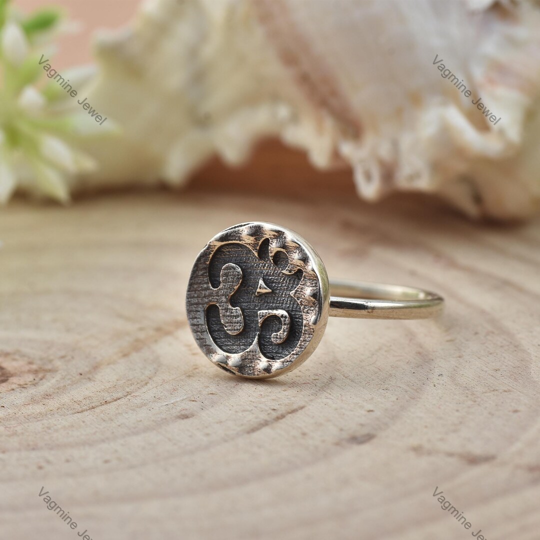 Silver Om Ring Spiritual Aum Symbol 925 Sterling Silver Yoga Symbol ...