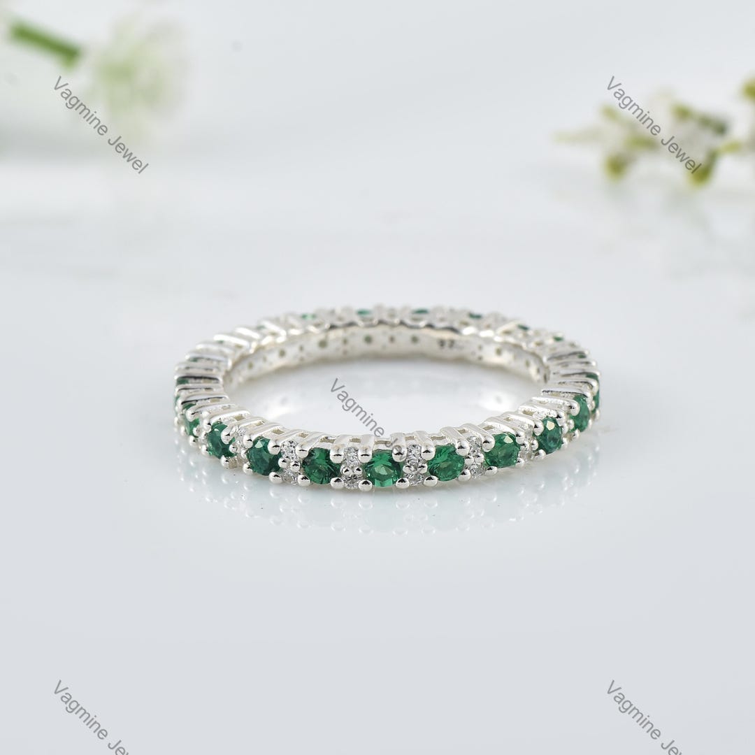 Green Topaz Eternity Ring: Sterling Silver Bridesmaid Jewelry - Etsy