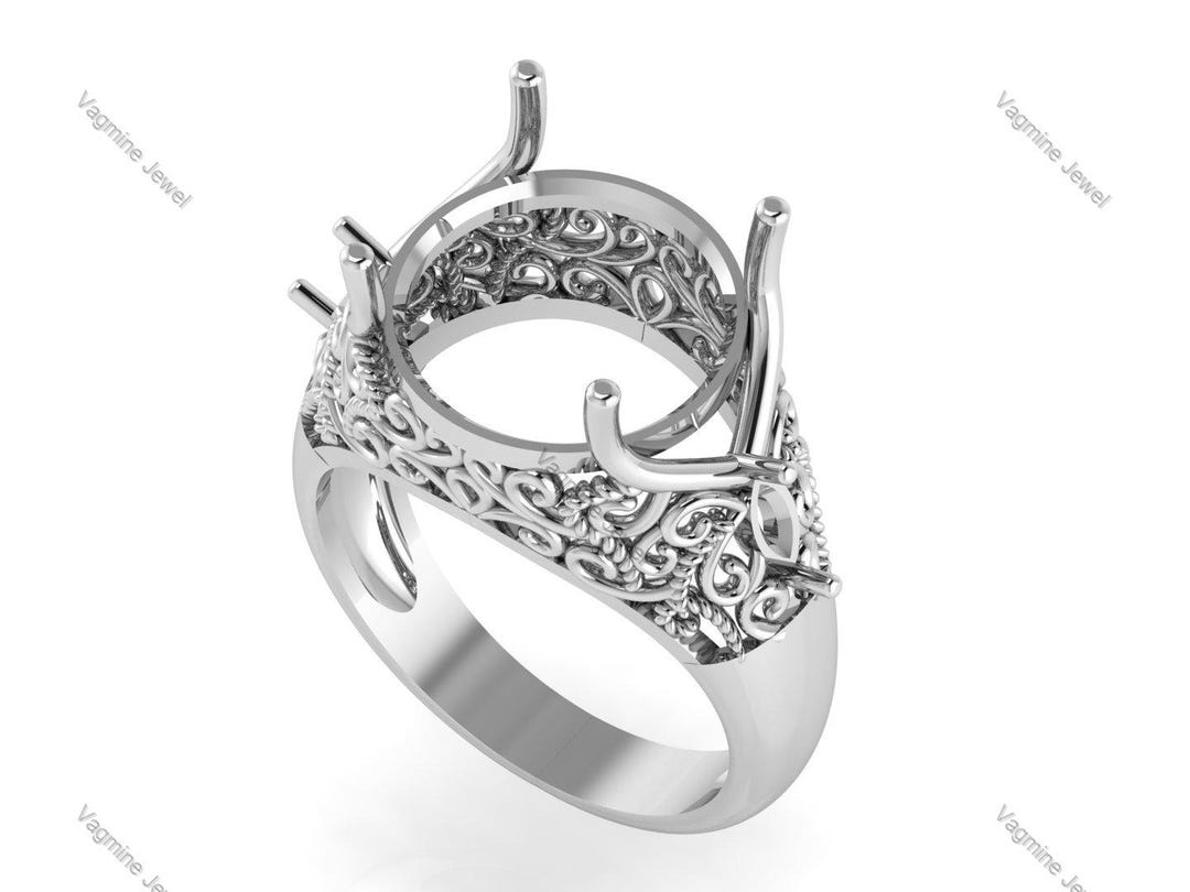 Ring Collet 925 Sterling Silver 12.00 MM Round Gemstone Prong Cup for ...