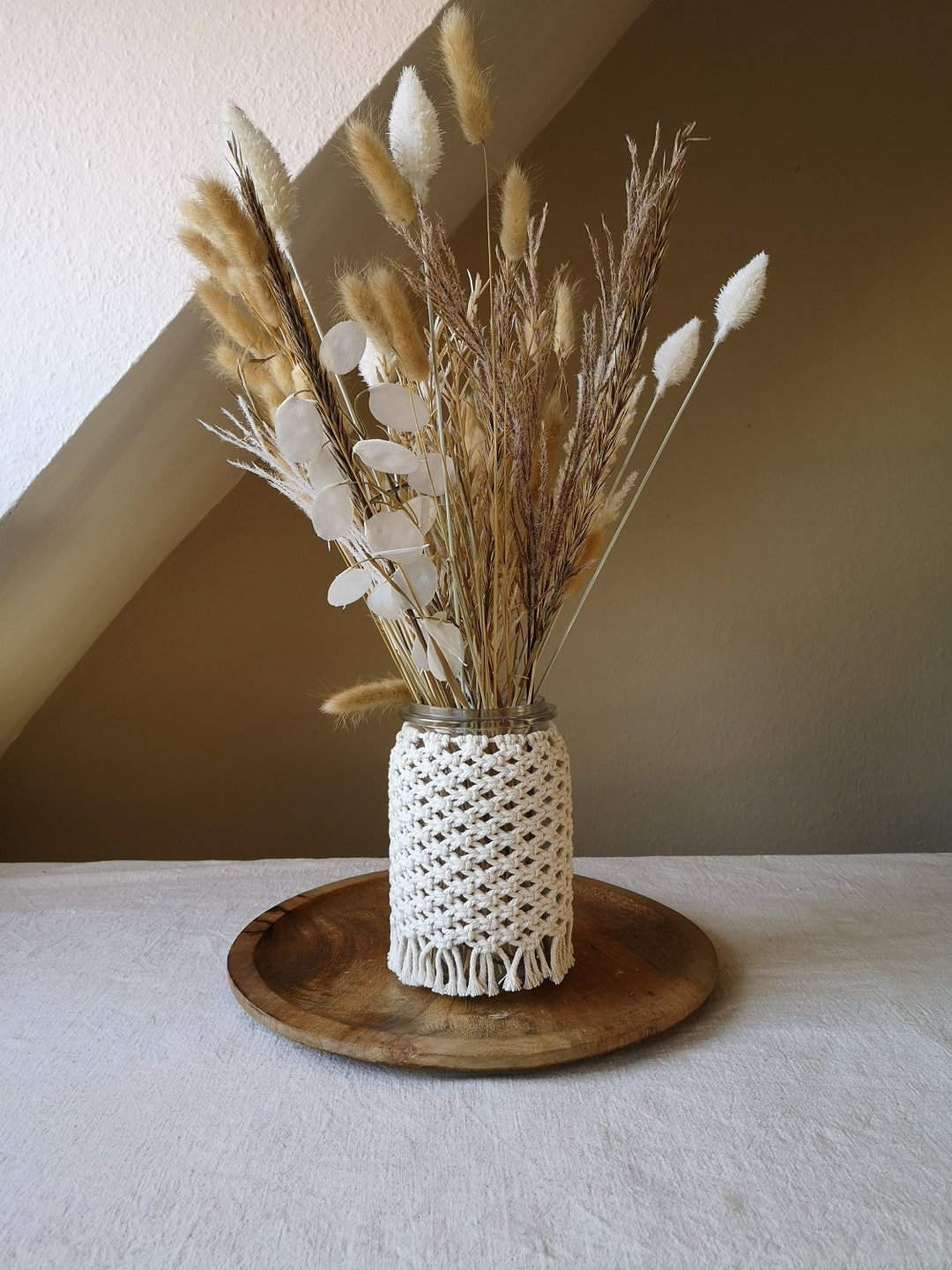 Makramee Vase delila Makramee Windlicht Für Kerzen Boho Deko Tischdeko ...