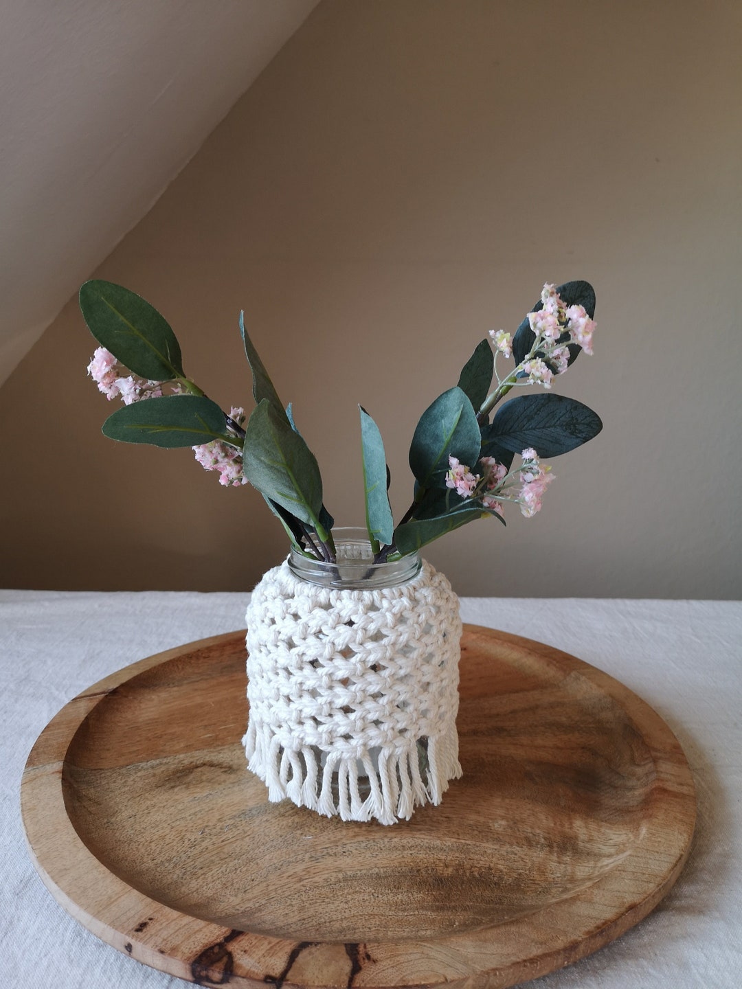 Makramee Vase delila Makramee Windlicht Für Kerzen Boho Deko Tischdeko ...