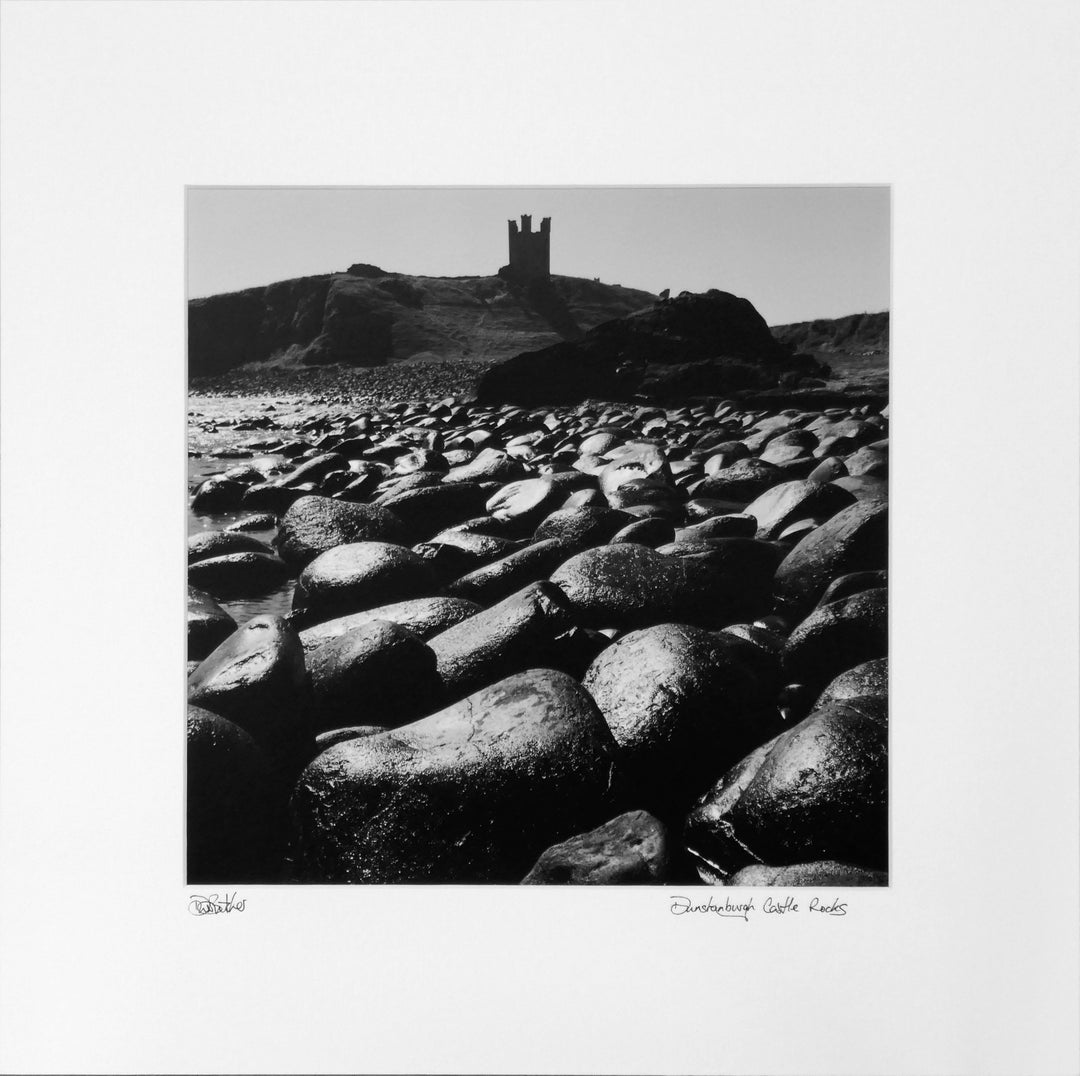 Northumberland, Dunstanburgh Castle Rocks, Mounted Handmade Darkroom ...