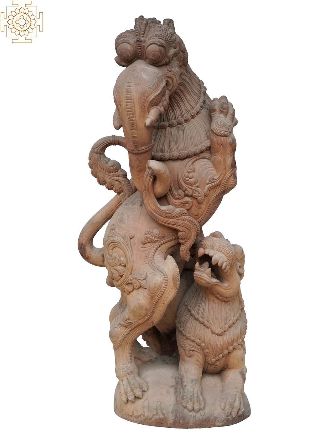 40 Large Yali With Lion Wooden Statue Large Sized Garden Sculpture - Etsy