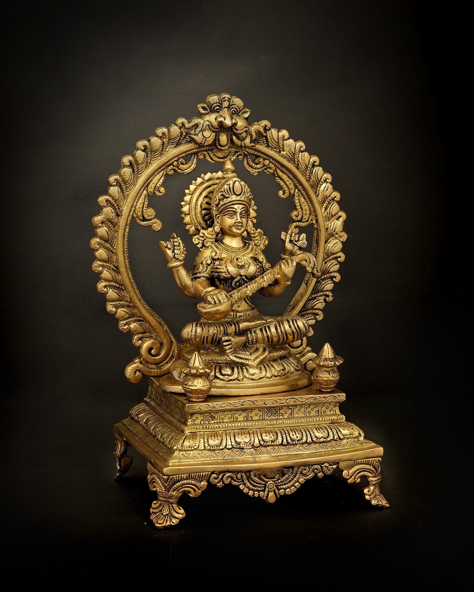 13 Seated Veenadhari Devi Saraswati on A High Plinth in | Etsy