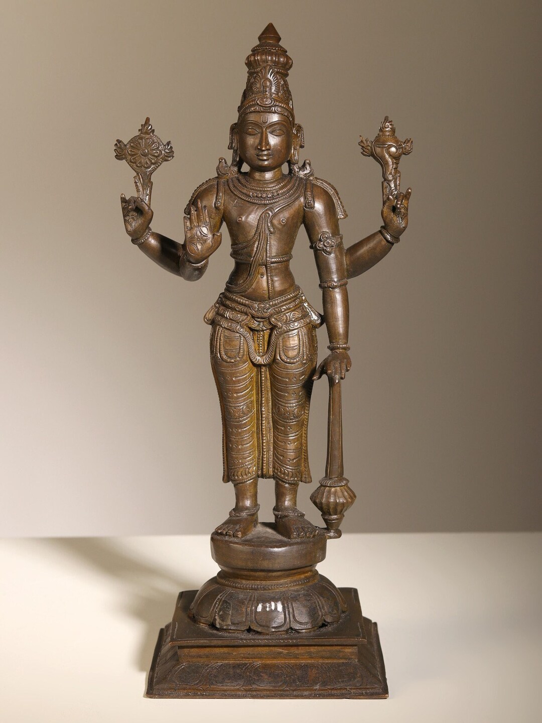 14 Standing Lord Vishnu Bronze Sculpture Handmade Bronze Idol Lord ...