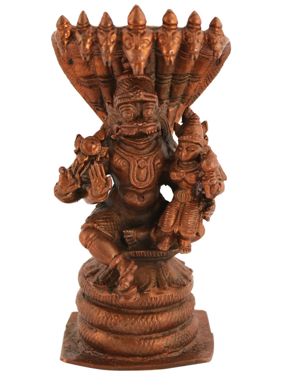 4 Small Idol Narasimha Prahlad With Sheshnaga Copper Figurine Handmade ...