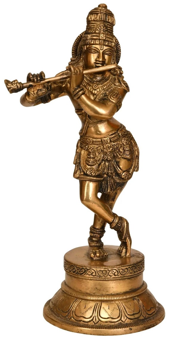 11 Lord Krishna Playing Flute in Brass Handmade Made | Etsy