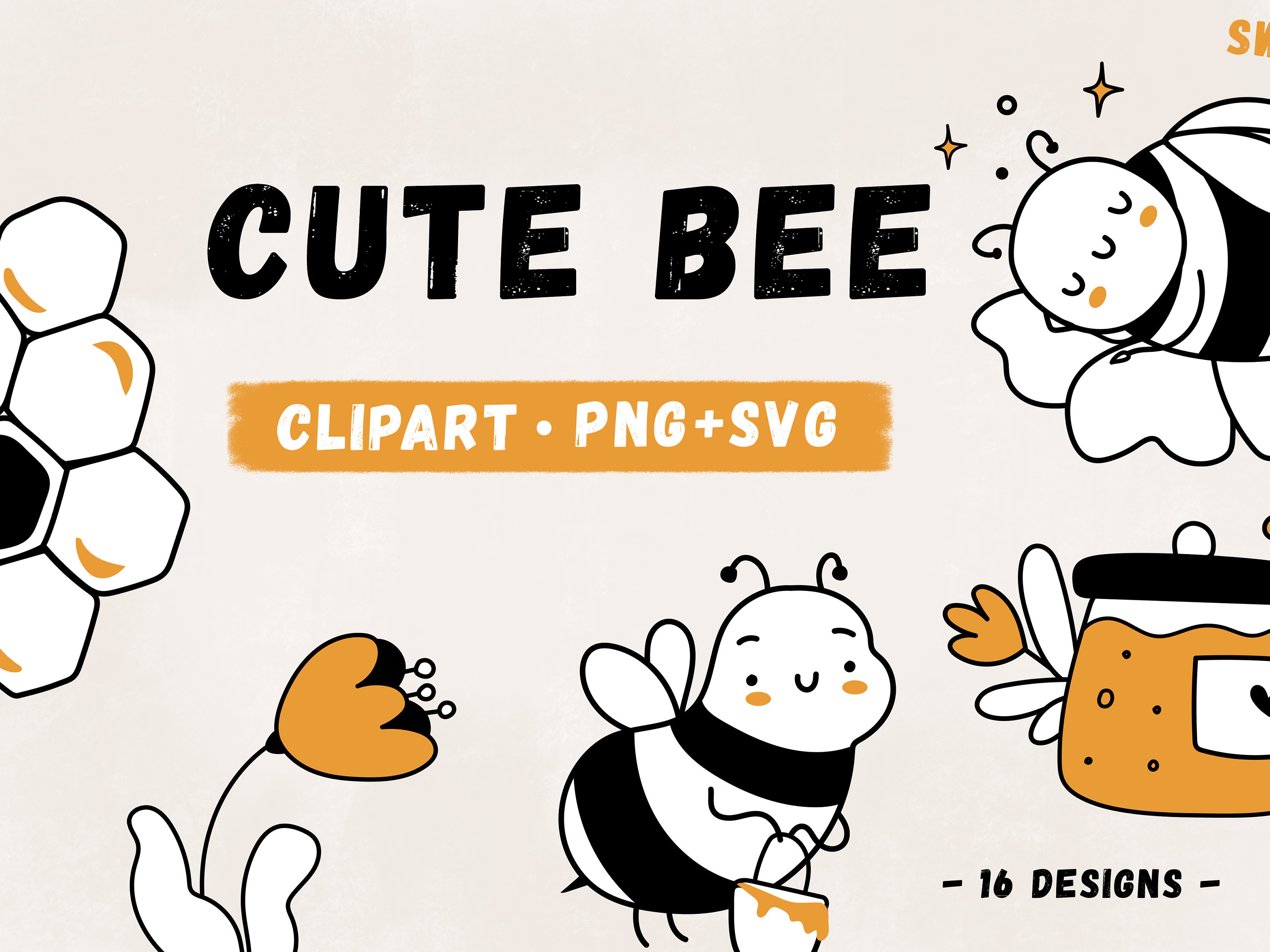 Cute Kawaii Bee Clipart PNG & SVG for DYI Designs, Party Printables ...