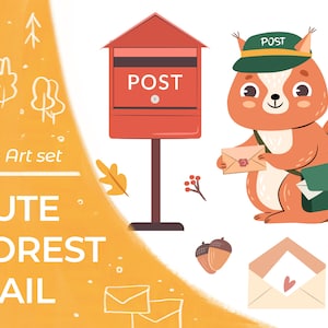 Cute Squirrel PNG Clipart. Fall Postcrossing Stickers With a Mailman ...