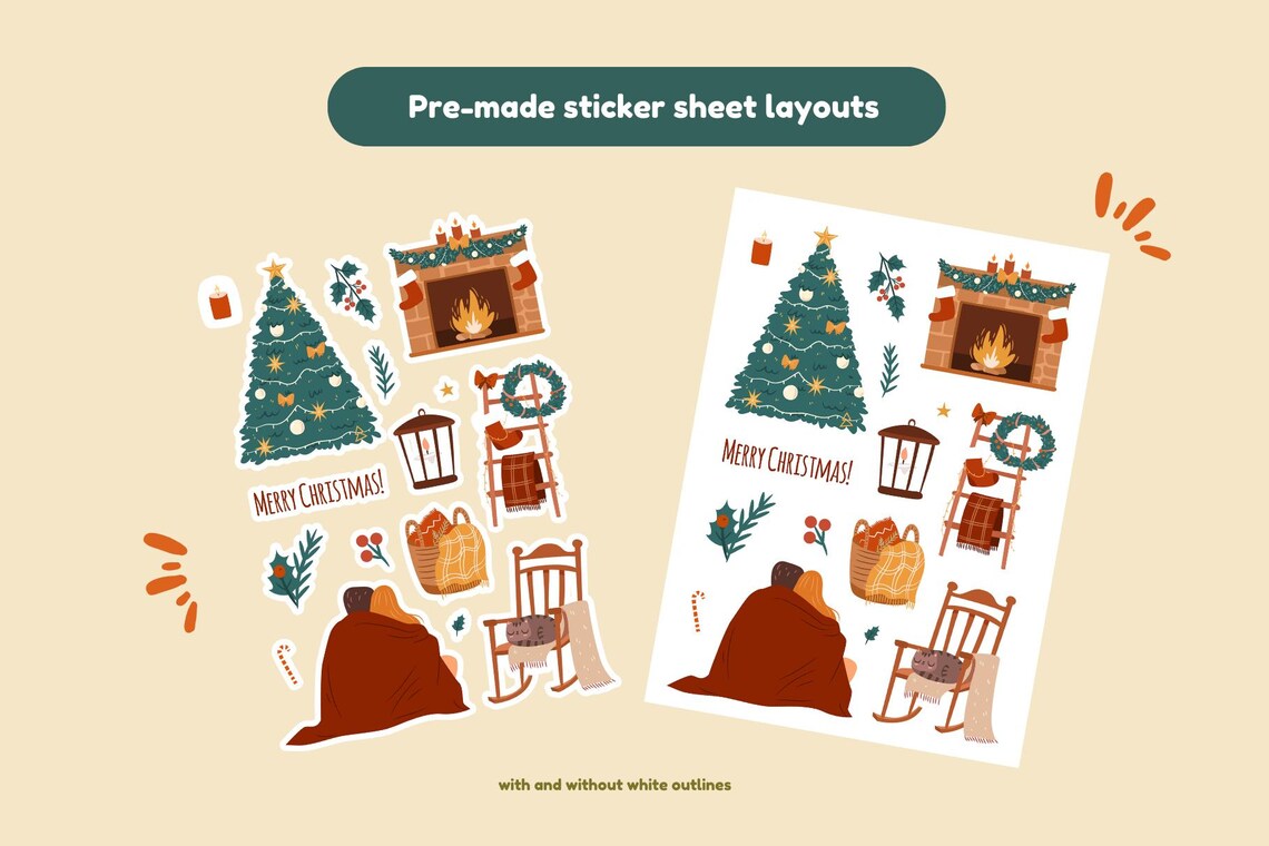 Christmas PNG Clipart for Stickers. Festive Winter Hygge Printable ...