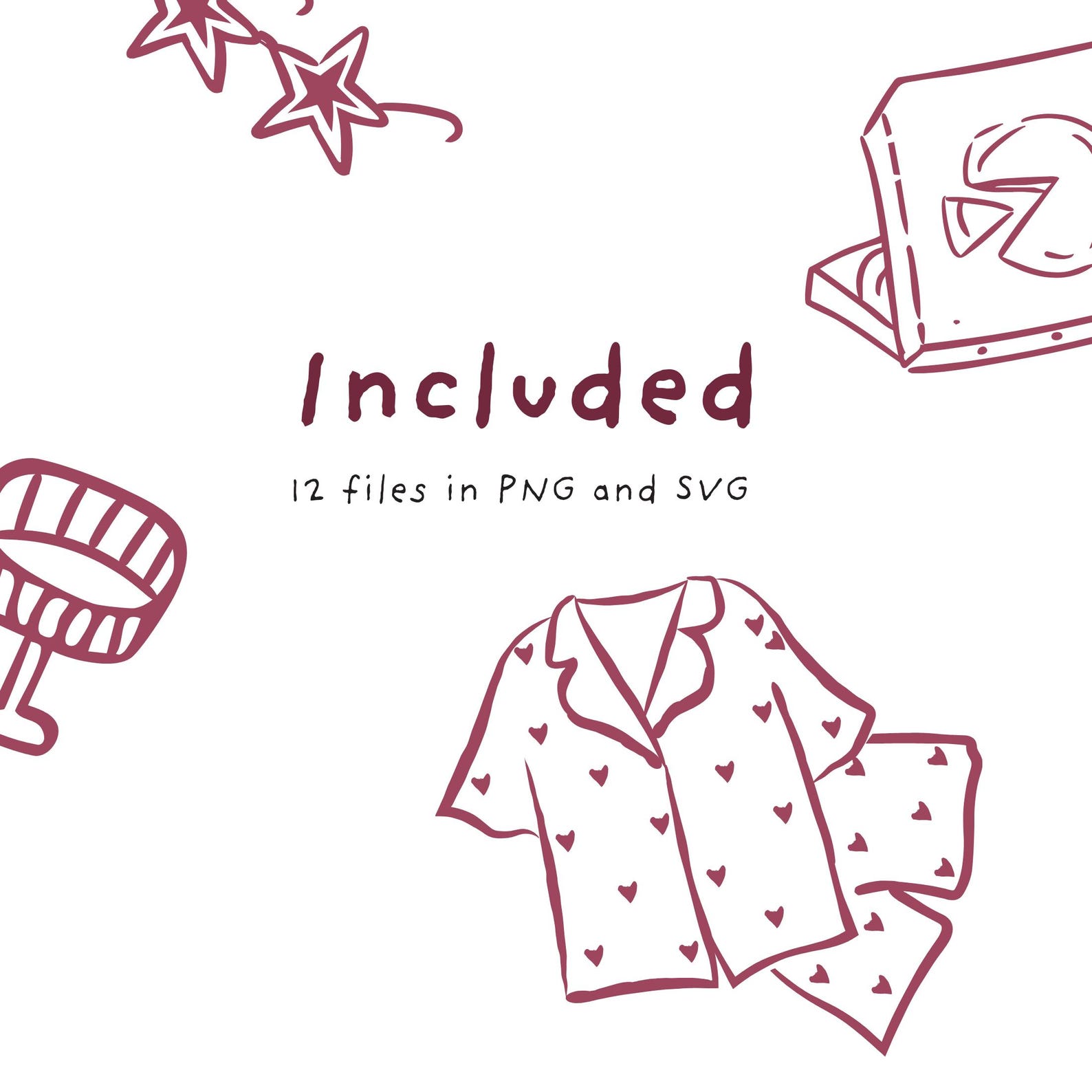 Sleepover Party Svg Hand Drawn Clipart Bundle, Cute Hen Party PNG ...