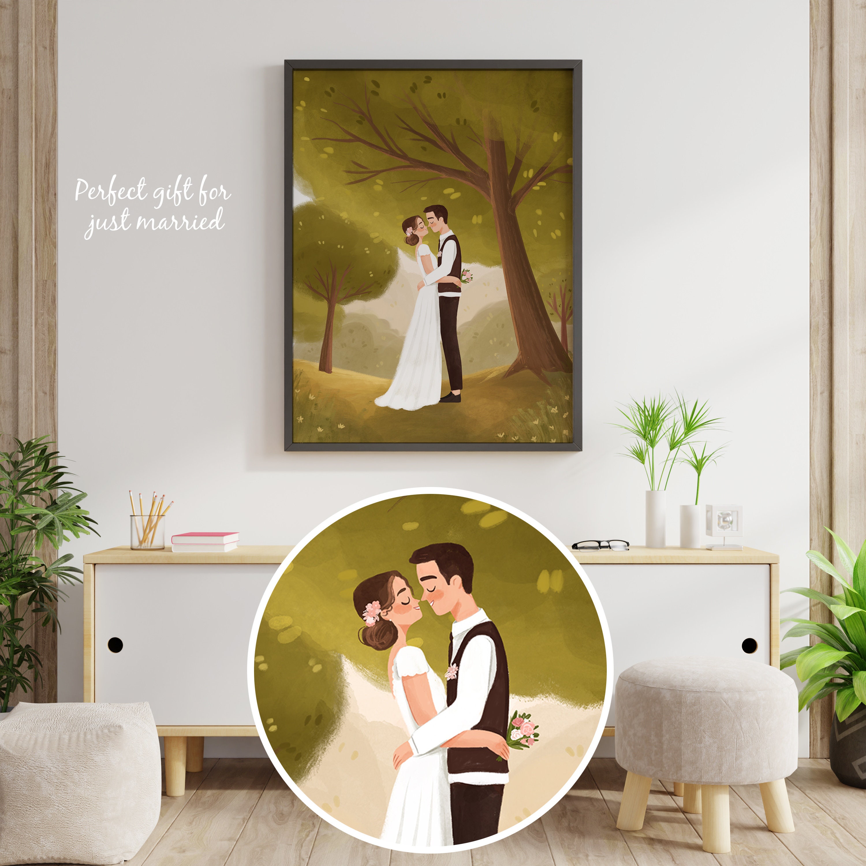 Bride and Groom Printable Art Wedding Couple Watercolor - Etsy