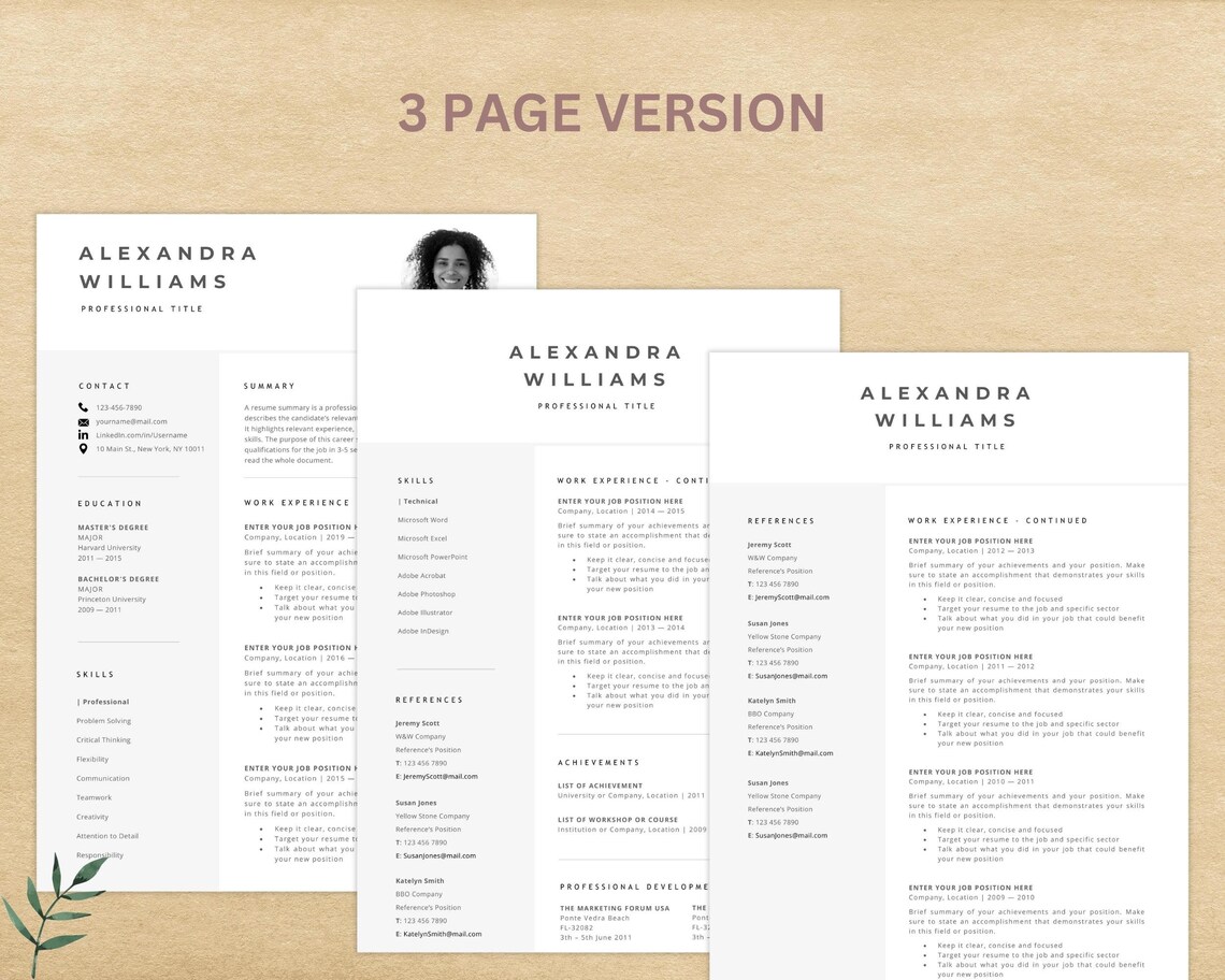 Modern Executive Resume Template for Word Mac Pages & Google - Etsy