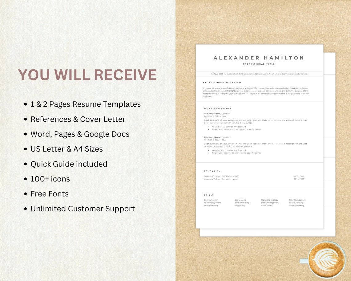 ATS Resume Template Word, Pages, Google Docs, Minimalist ATS CV ...