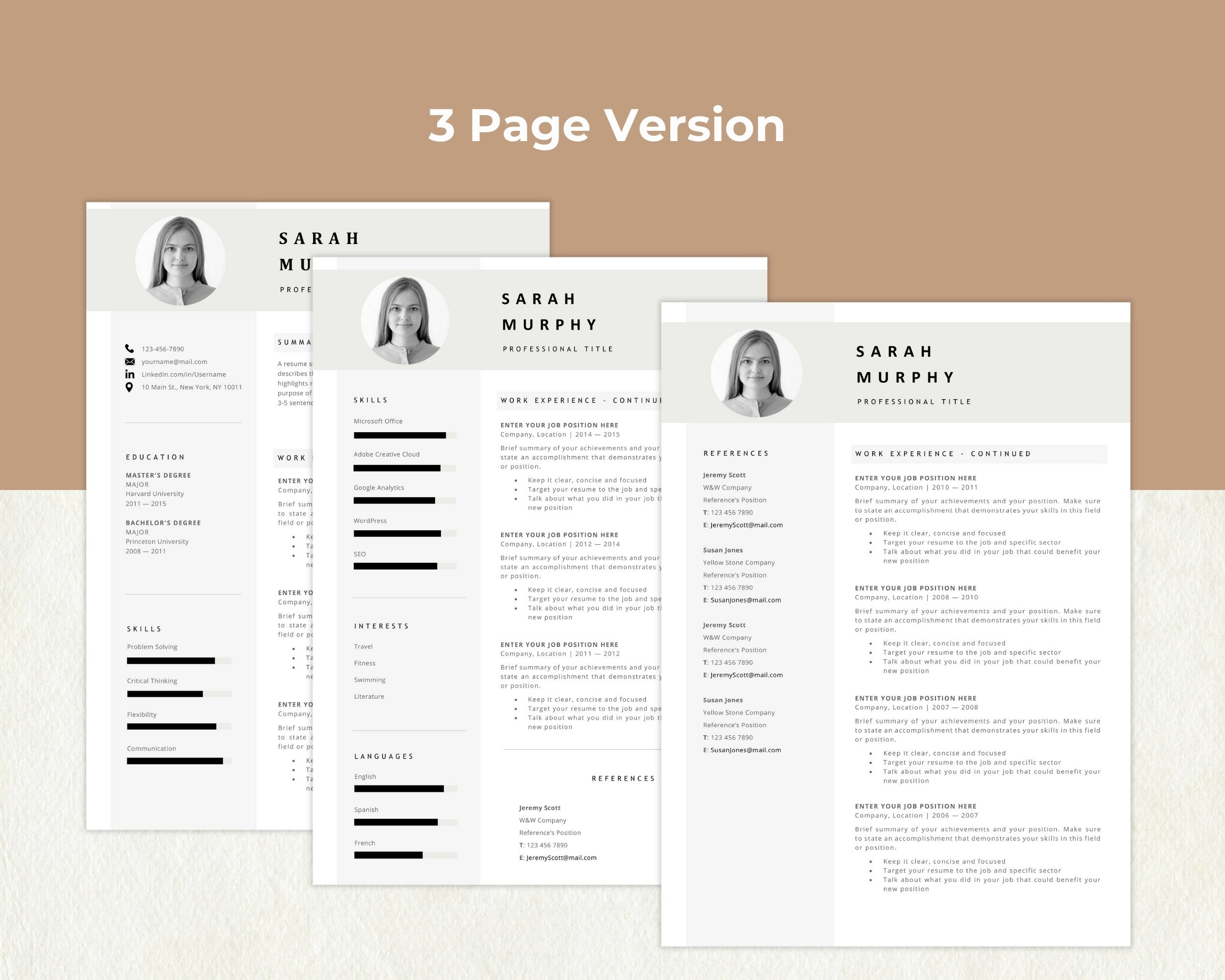 Executive Resume Template for Word, Google Docs, Mac Pages Professional ...